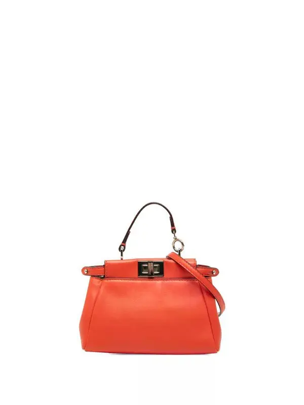 Fendi 2010-2026 Micro Leather Peekaboo Satchel - Orange