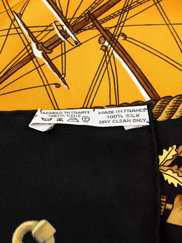Hermès 1966-1967 Marine Et Cavalerie Silk Scarf 90 Scarves - Orange