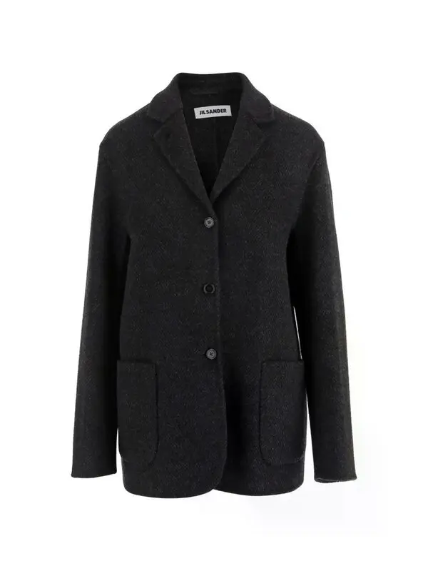 JIL SANDER Herringbone-pattern Virgin-wool Coat