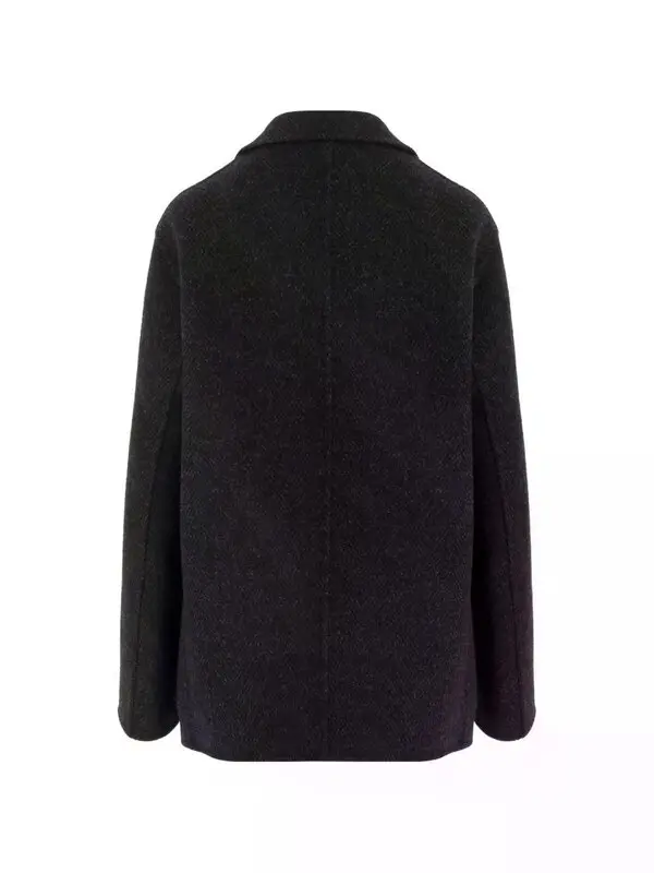 JIL SANDER Herringbone-pattern Virgin-wool Coat