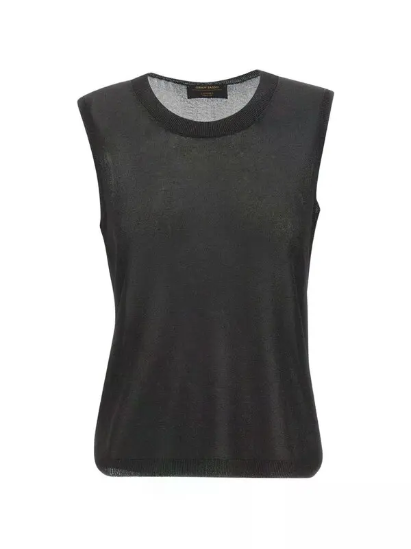 GRAN SASSO Lurex-knit Ribbed-trim Top - Black