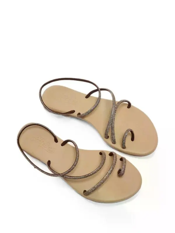 MC2 SAINT BARTH Ring Strass-embellished Wrap-around Flat Sandals