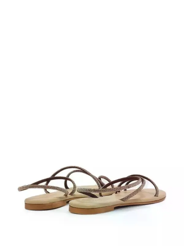 MC2 SAINT BARTH Ring Strass-embellished Wrap-around Flat Sandals