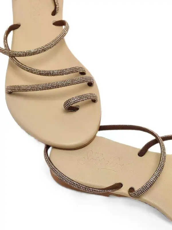 MC2 SAINT BARTH Ring Strass-embellished Wrap-around Flat Sandals