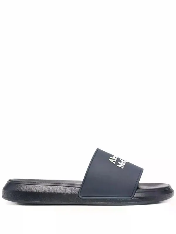 Alexander McQueen Logo-print Slides - Blue