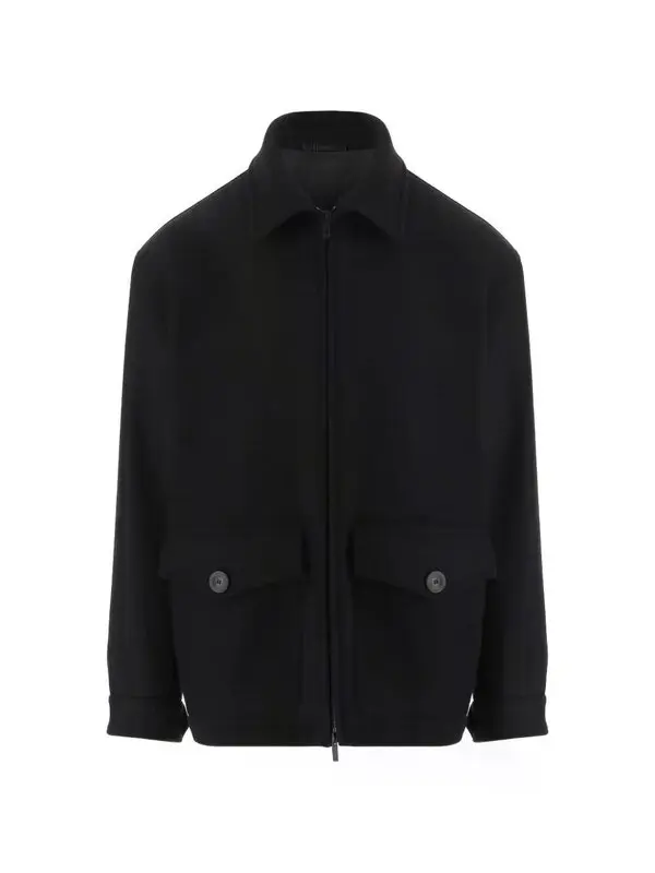 Giorgio Armani Zip-up Short Coat - Black
