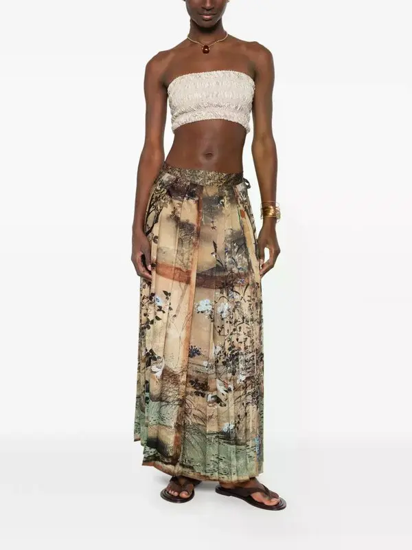 PIERRE-LOUIS MASCIA Landscape Print Pleated Maxi Skirt