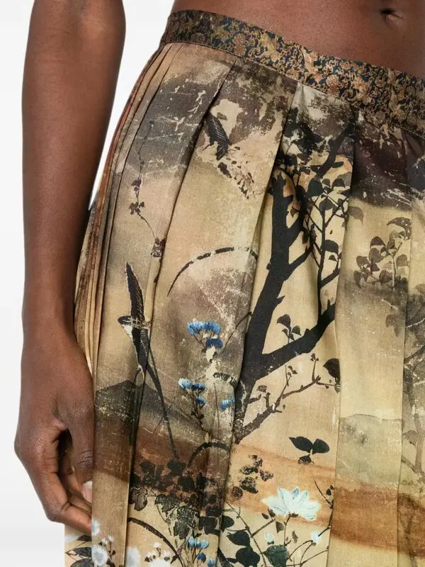 PIERRE-LOUIS MASCIA Landscape Print Pleated Maxi Skirt