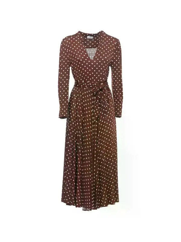 Marella Mlsangelo Polka-dot Belted Midi Dress - Brown