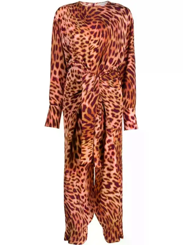Stella McCartney Animal-print Tie-waist Jumpsuit - Brown