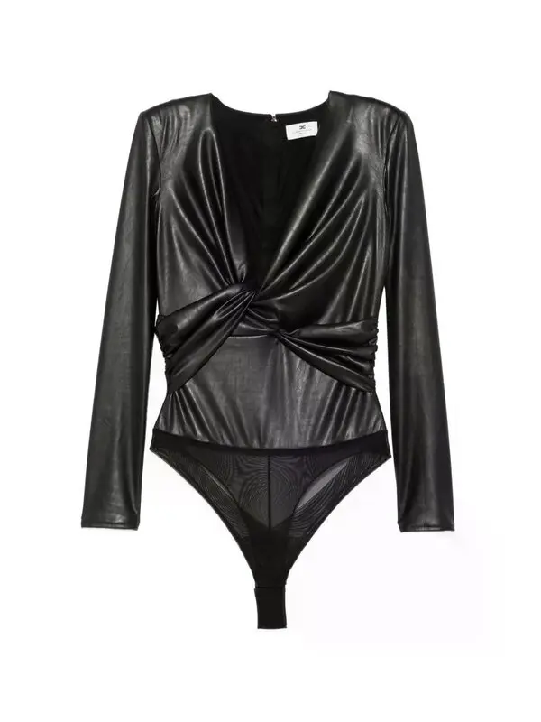 Elisabetta Franchi Twist-detail Long-sleeve Bodysuit - Black