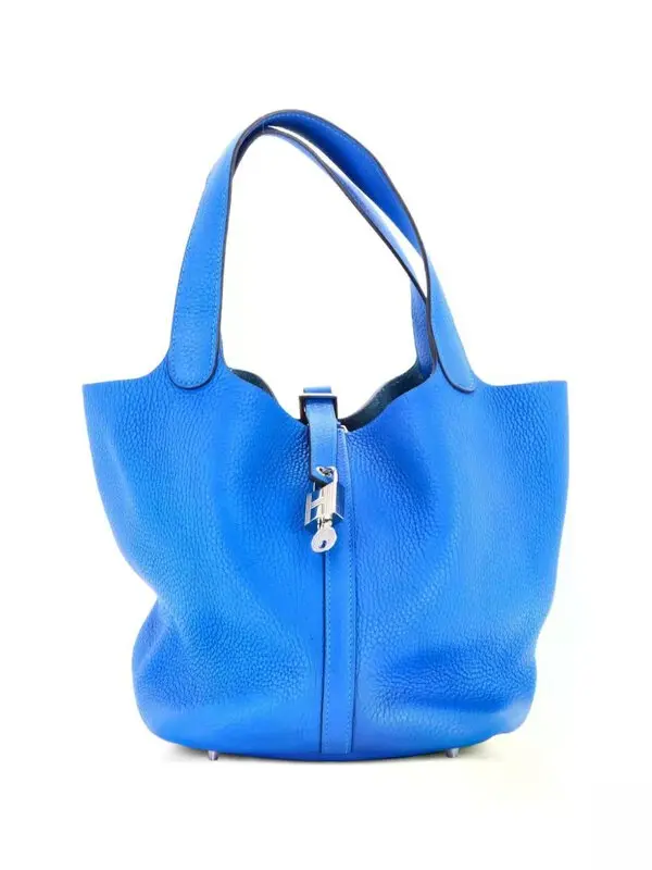 Hermès Picotin Lock Bag Clemence Mm Bucket Bag - Blue
