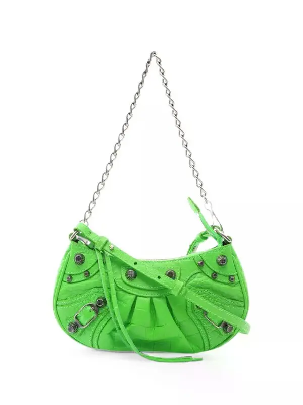 Balenciaga 2010s Le Cagole Croc-embossed Handbag - Green