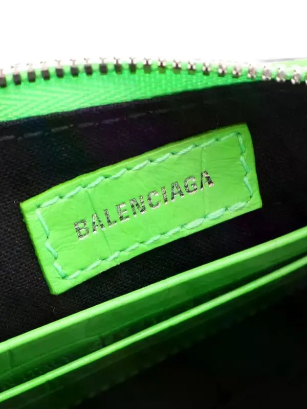 Balenciaga 2010s Le Cagole Croc-embossed Handbag - Green