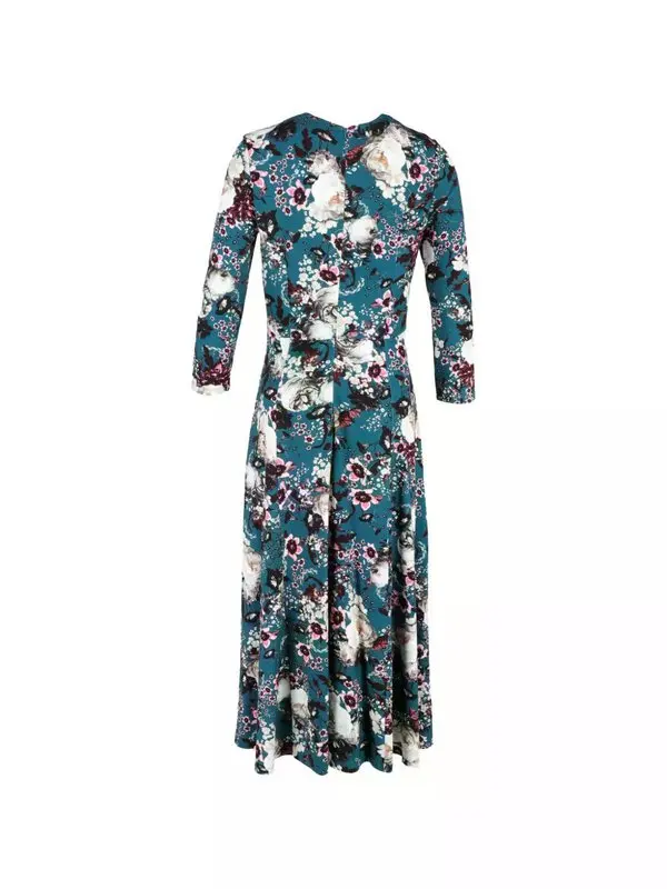 Erdem Caralina" Floral Print V-neck Three-quarter Sleeve A-line Dress