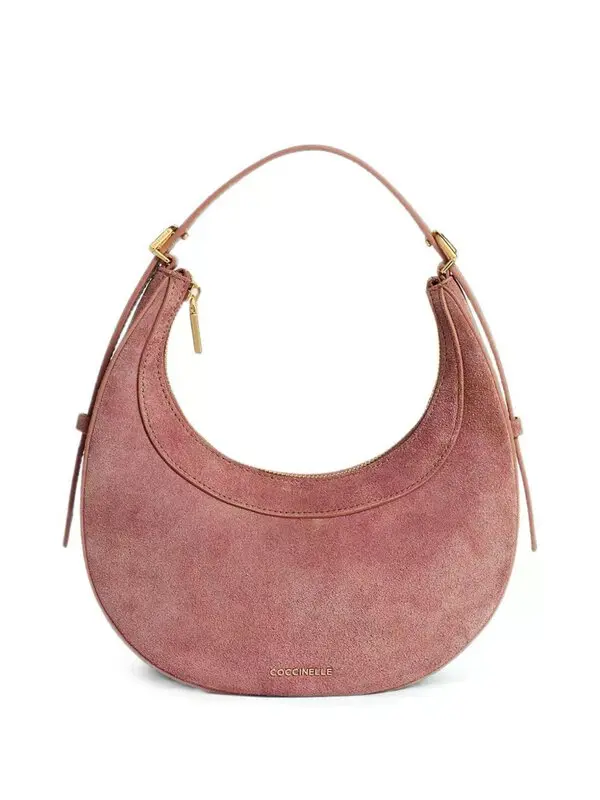 COCCINELLE Whisper Suede Crescent Tote Bag - Pink