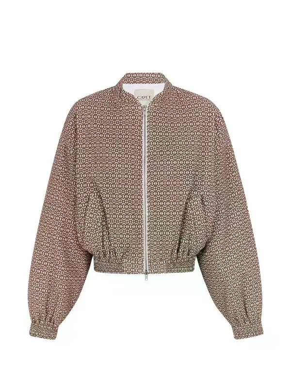 CAYET Rose Geometric-print Bomber Jacket