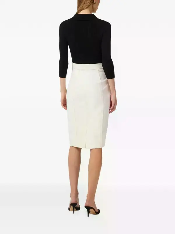 Elisabetta Franchi Micro-braided Ribbed-knit Polo Top - Black