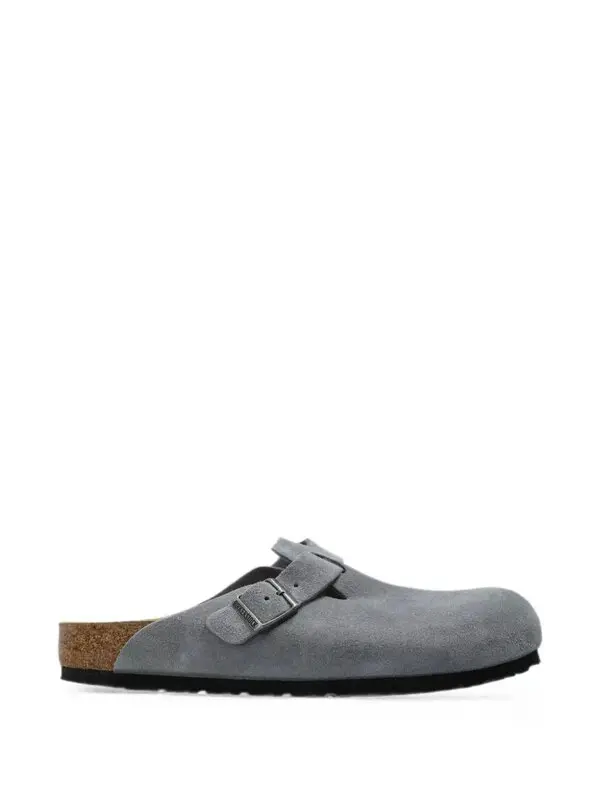 BIRKENSTOCK Boston Buckle-fastening Suede Mules - Grey