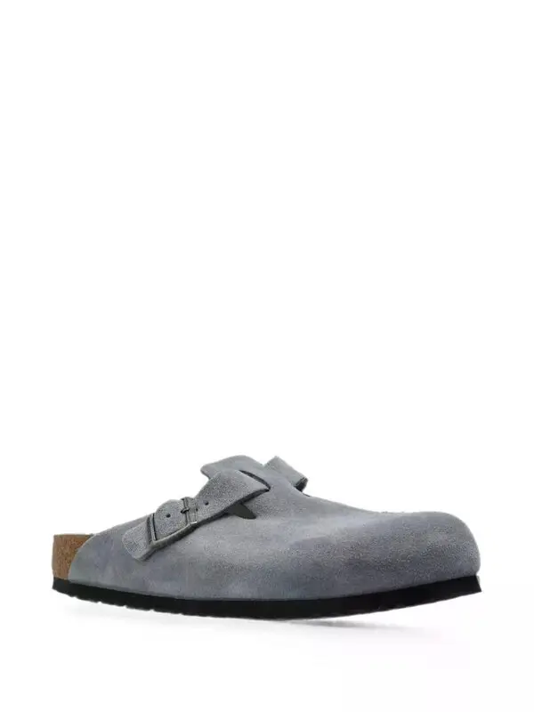 BIRKENSTOCK Boston Buckle-fastening Suede Mules - Grey