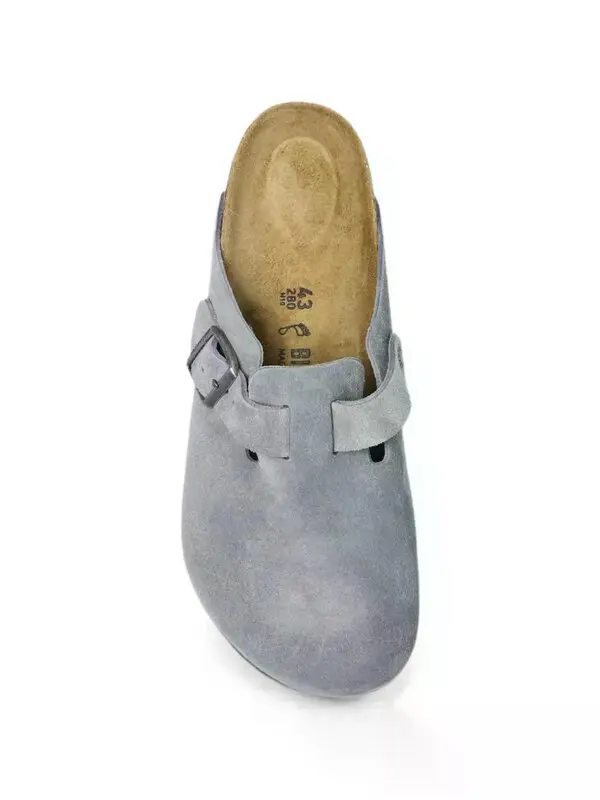 BIRKENSTOCK Boston Buckle-fastening Suede Mules - Grey