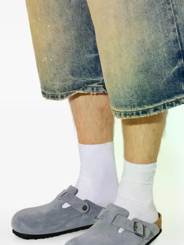 BIRKENSTOCK Boston Buckle-fastening Suede Mules - Grey