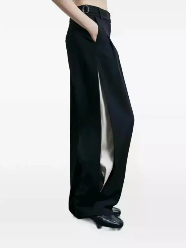 Patrizia Pepe Buckle-detail Side-slit Trousers - Black