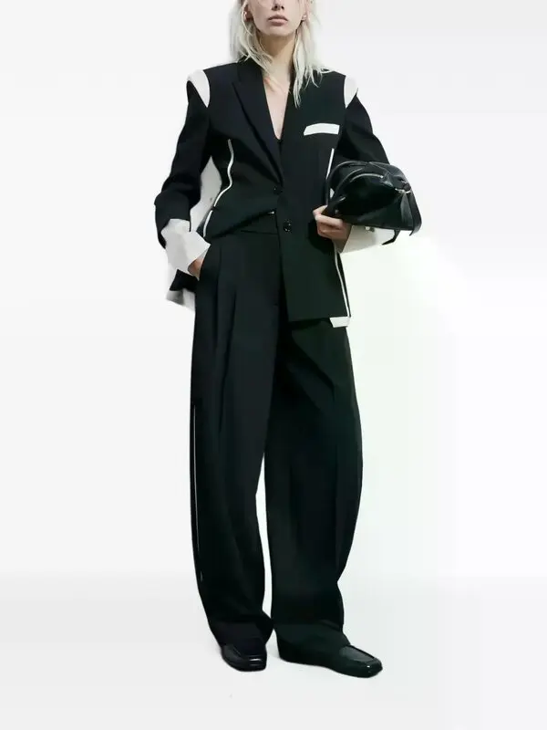 Patrizia Pepe Buckle-detail Side-slit Trousers - Black