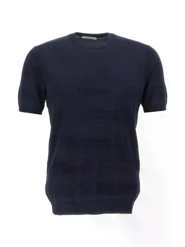 KANGRA Horizontal-stripe Short-sleeve Sweater - Blue