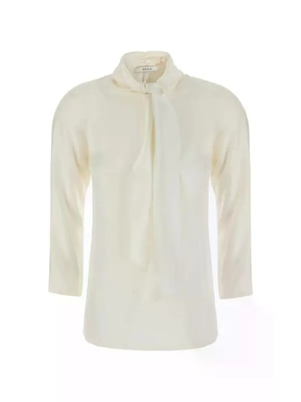 JUCCA Pussy-bow Three-quarter Sleeve Blouse - Neutrals