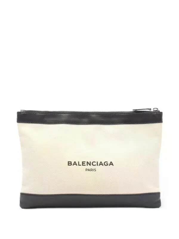 Balenciaga 2000s Navy Clip M Clutch Bag - Neutrals