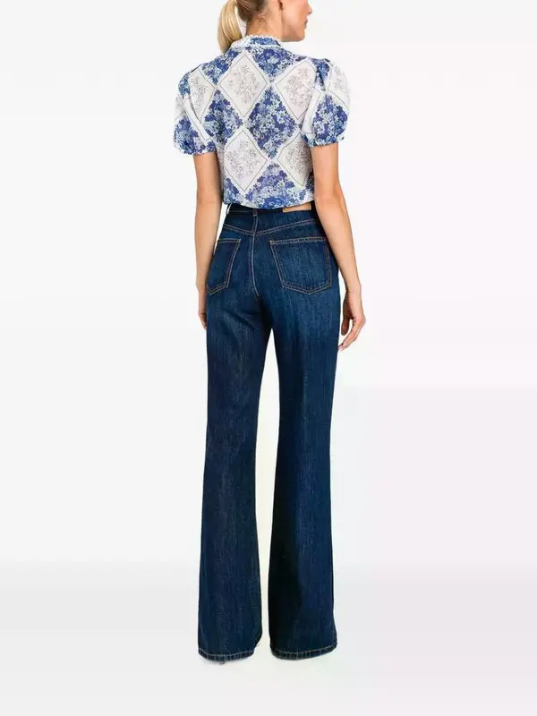 TWINSET Rombi Floral-print Puff-sleeve Blouse