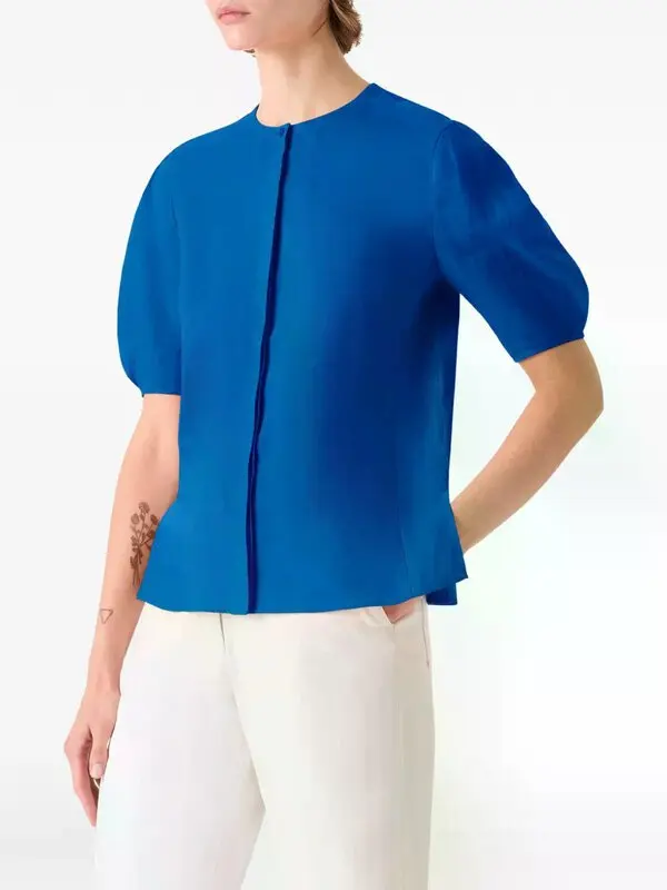 Akris Puff-sleeve Linen Shirt