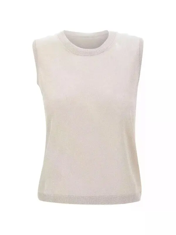 GRAN SASSO Ribbed-knit Lurex Top - Neutrals