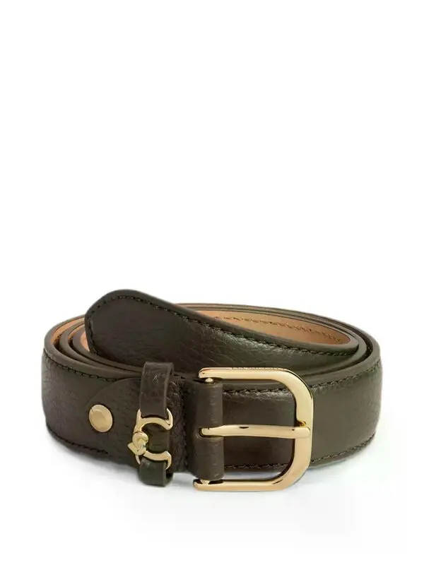 COCCINELLE Loop Grained Leather Belt - Green