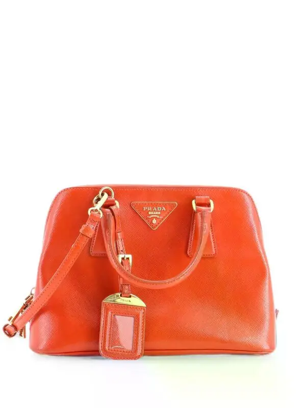 Prada Promenade Bag Saffiano Leather Small Satchel - Orange