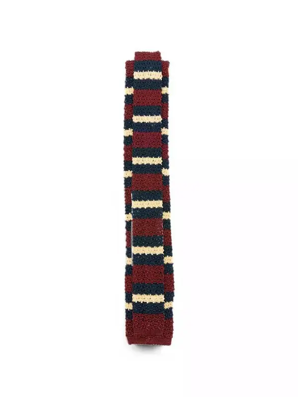 Etro Logo-embroidered Stripe-pattern Tie - Red