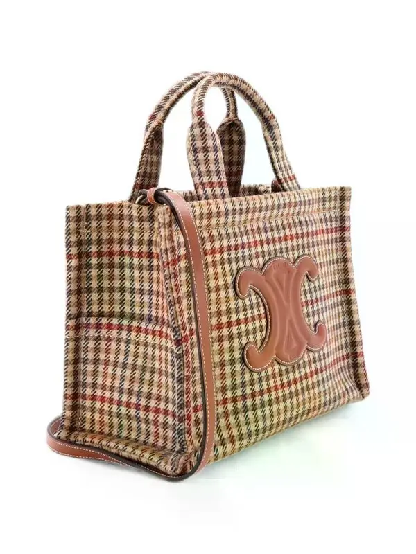 Celine Cabas Thais Tweed Small Tote Bag - Brown