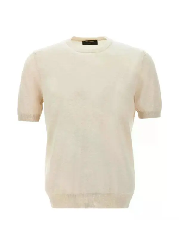GRAN SASSO Crew-neck Short-sleeve Sweater - Neutrals