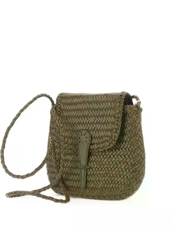 Dragon Diffusion Mini City Woven Leather Cross Body Bag - Green