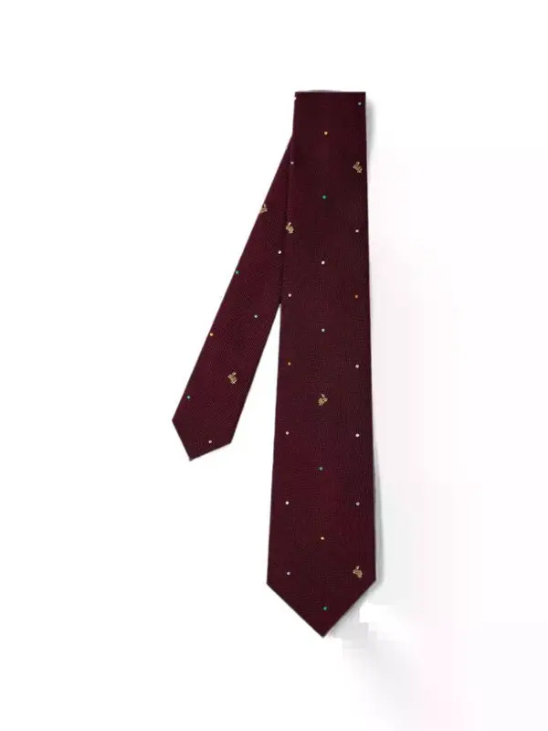 Paul Smith Burgundy Silk Polka Dot Rabbit Tie - Red