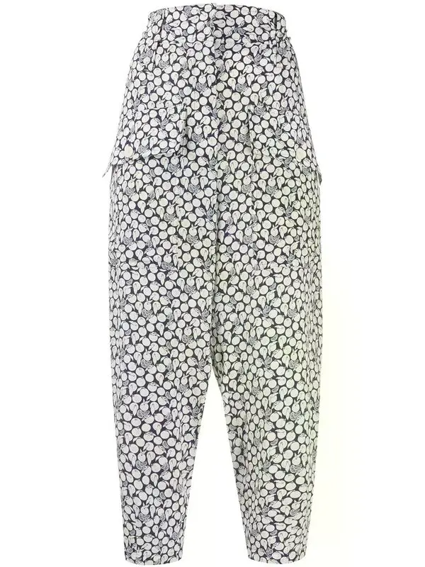 Stella McCartney Orange-print Cropped Trousers - Blue