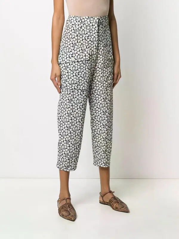 Stella McCartney Orange-print Cropped Trousers