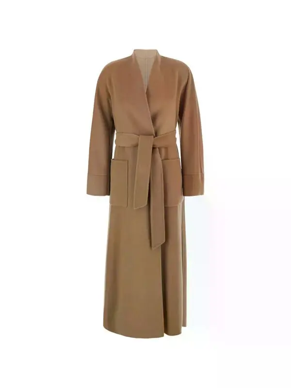 Max Mara Mstnodo Belted Patch-pocket Coat - Brown