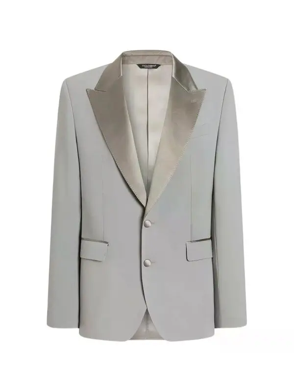 Dolce & Gabbana Sicilia Light Single-breasted Micro-rib Tuxedo Jacket - Grey
