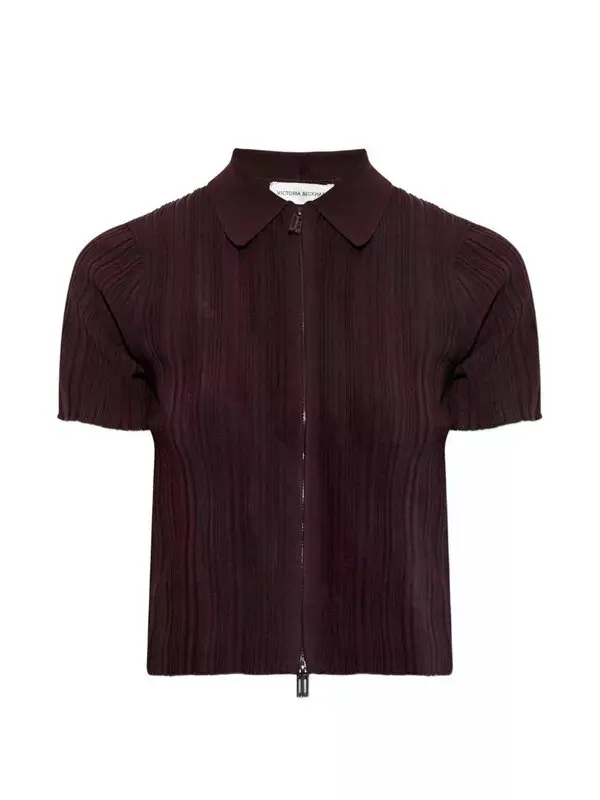 Victoria Beckham Ribbed Short-sleeve Cardigan - Brown