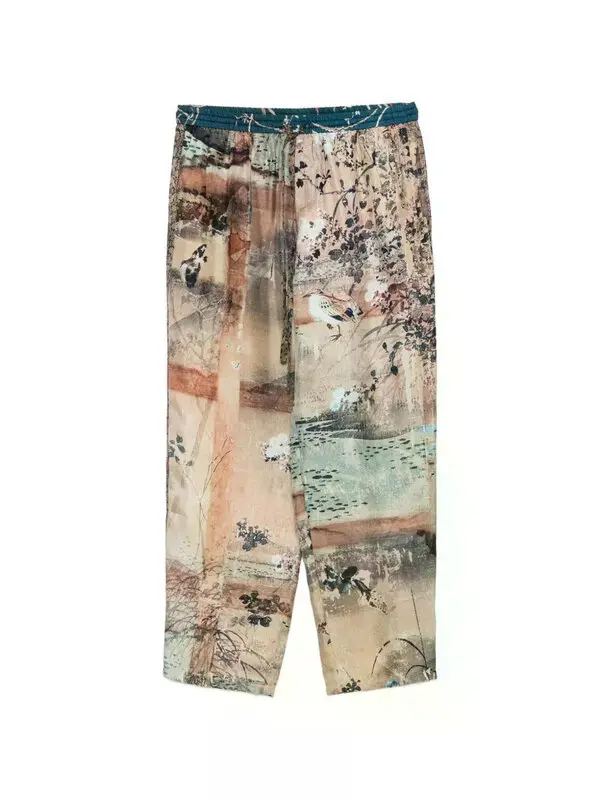 PIERRE-LOUIS MASCIA Aloe Landscape-print Drawstring Trousers