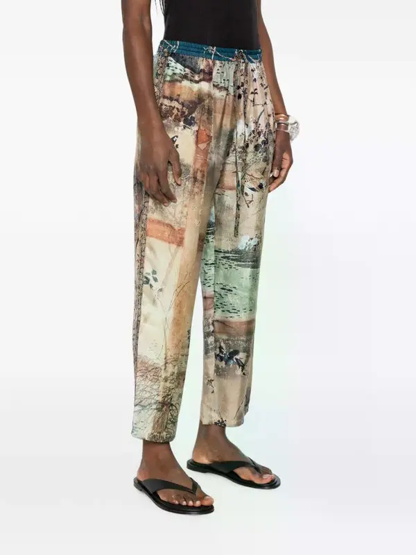 PIERRE-LOUIS MASCIA Aloe Landscape-print Drawstring Trousers