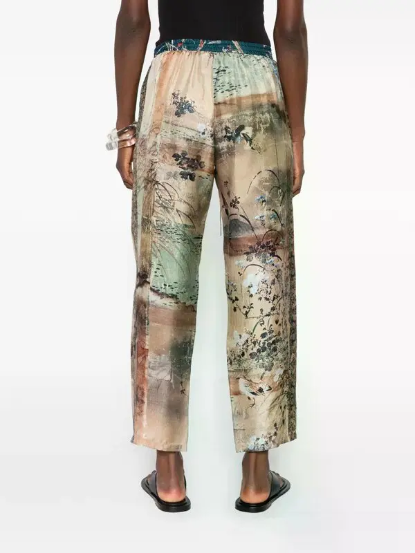PIERRE-LOUIS MASCIA Aloe Landscape-print Drawstring Trousers
