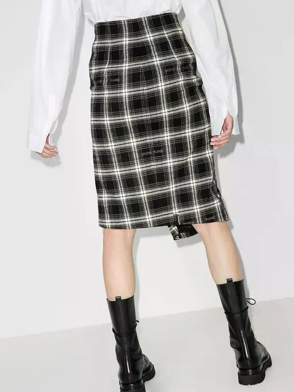 Off-White Check-print Asymmetric Pencil Skirt